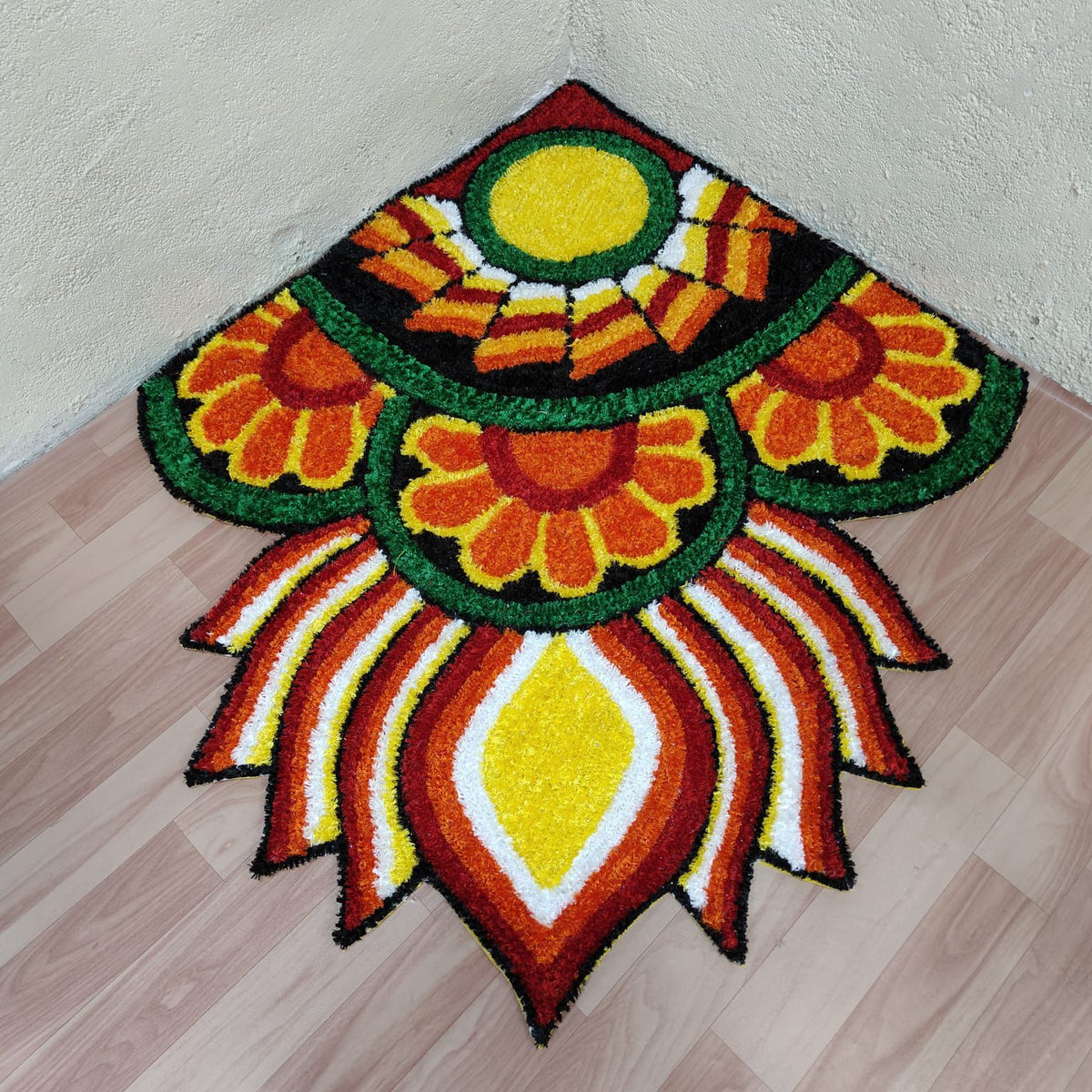 Beautiful Lotus Theme Feather Readymade Rangoli (CORNER )Mats for Diwa ...
