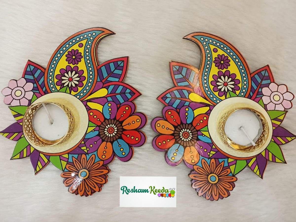 Budget Friendly Wooden Mdf Mandla Design Deepak Candles Tlights Holder ...