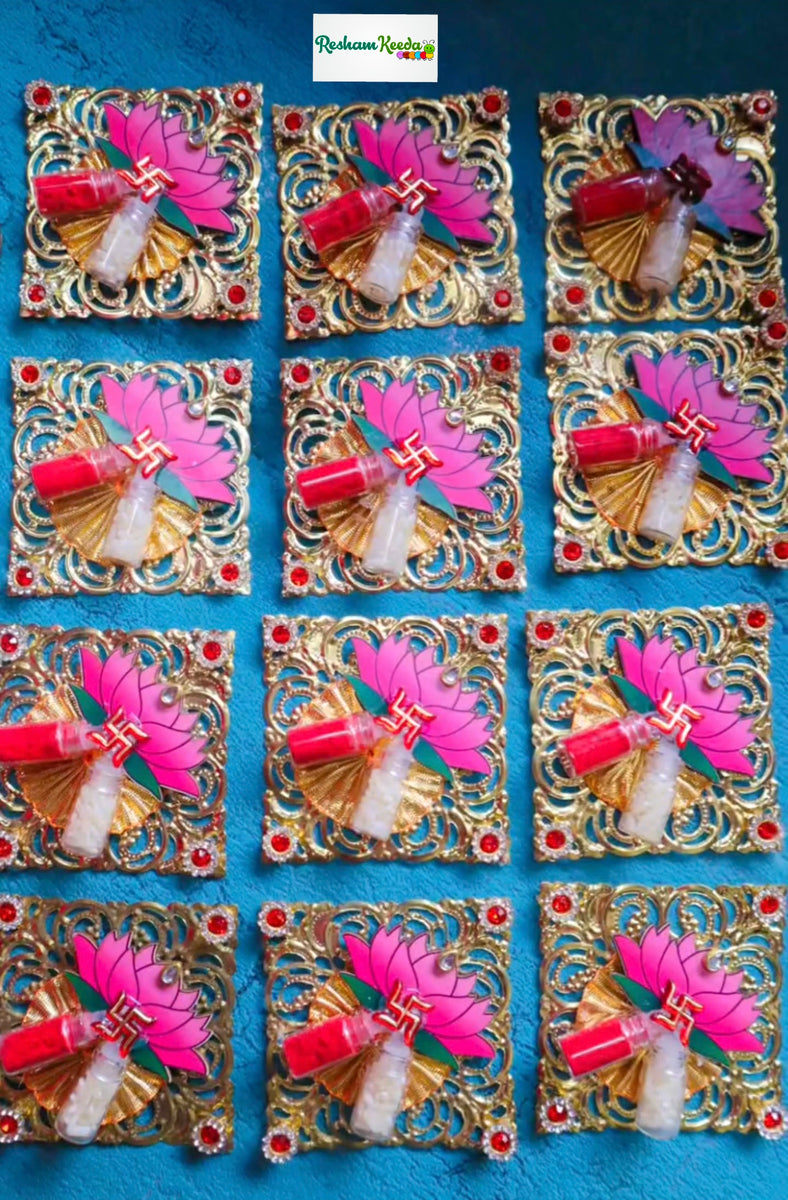 Beautiful Lotus Theme Roli Chawal Tilak Platter for Rakhi Rakshabandha ...