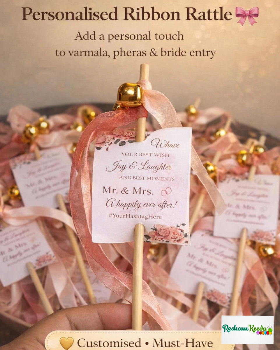 Wedding Bells Ghungroo Sticks Rattles with Customizable Sticker for We ...
